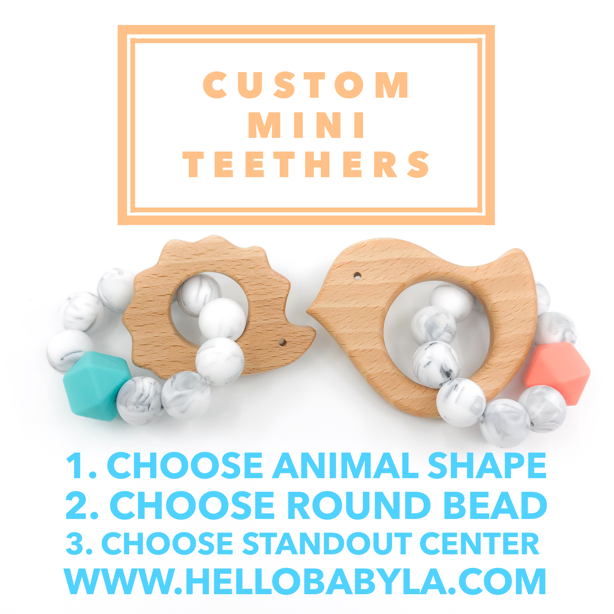 Custom Mini Animal Teether (Choose Your Colors/Animal!) – hellobabyLA, LLC